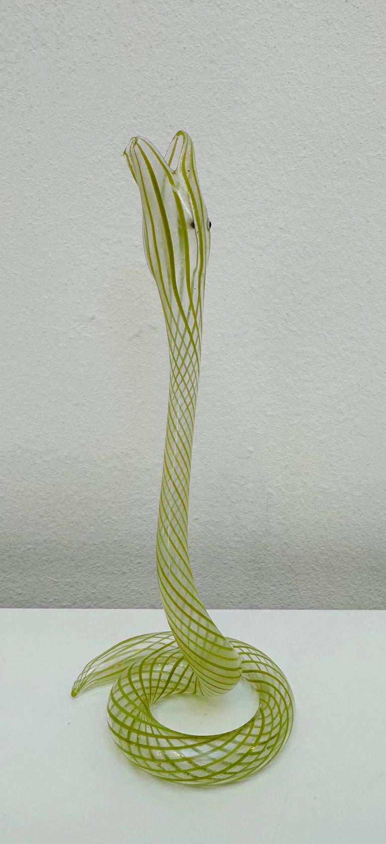 1930s Art Deco Bimini or Lauscha Lampworked Lime Green Striped Snake ...