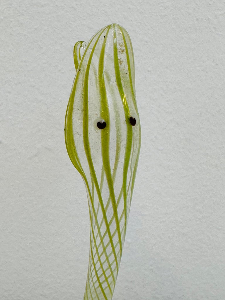 1930s Art Deco Bimini or Lauscha Lampworked Lime Green Striped Snake ...