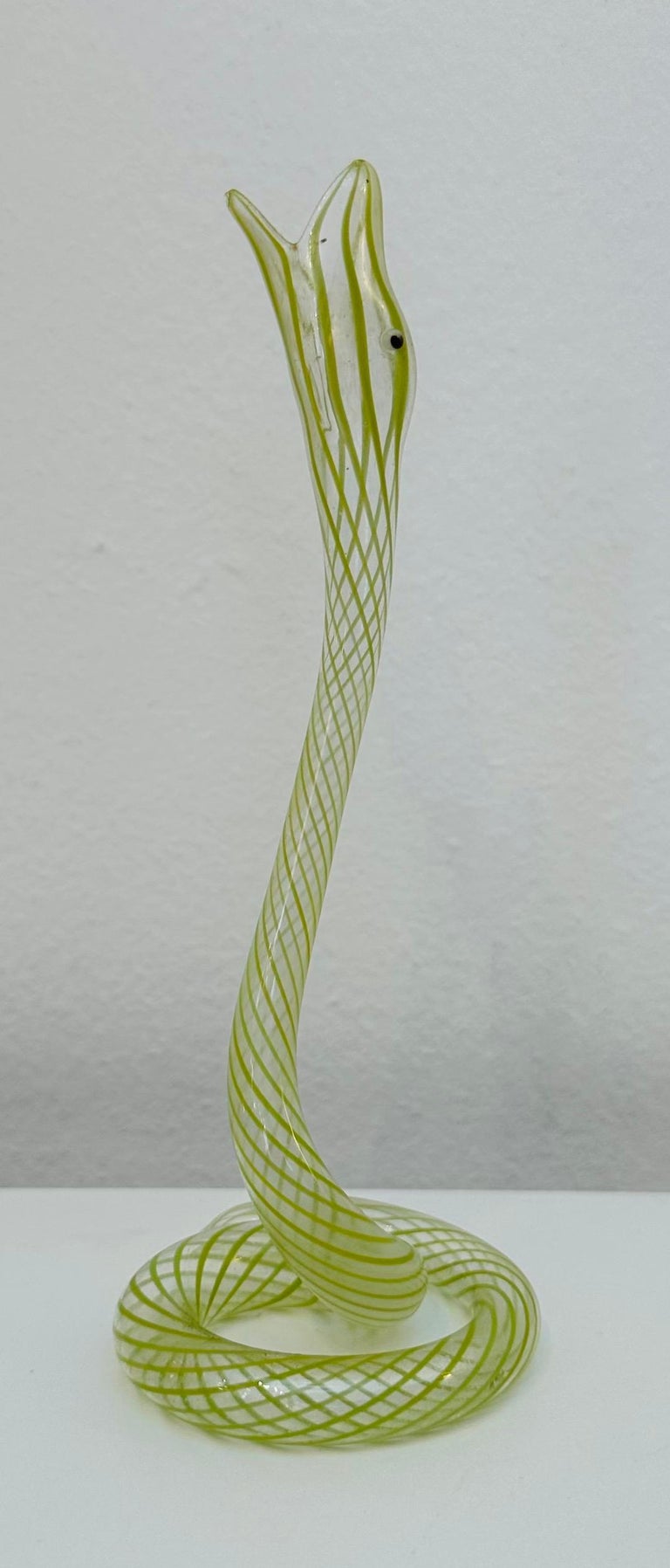 1930s Art Deco Bimini or Lauscha Lampworked Lime Green Striped Snake ...
