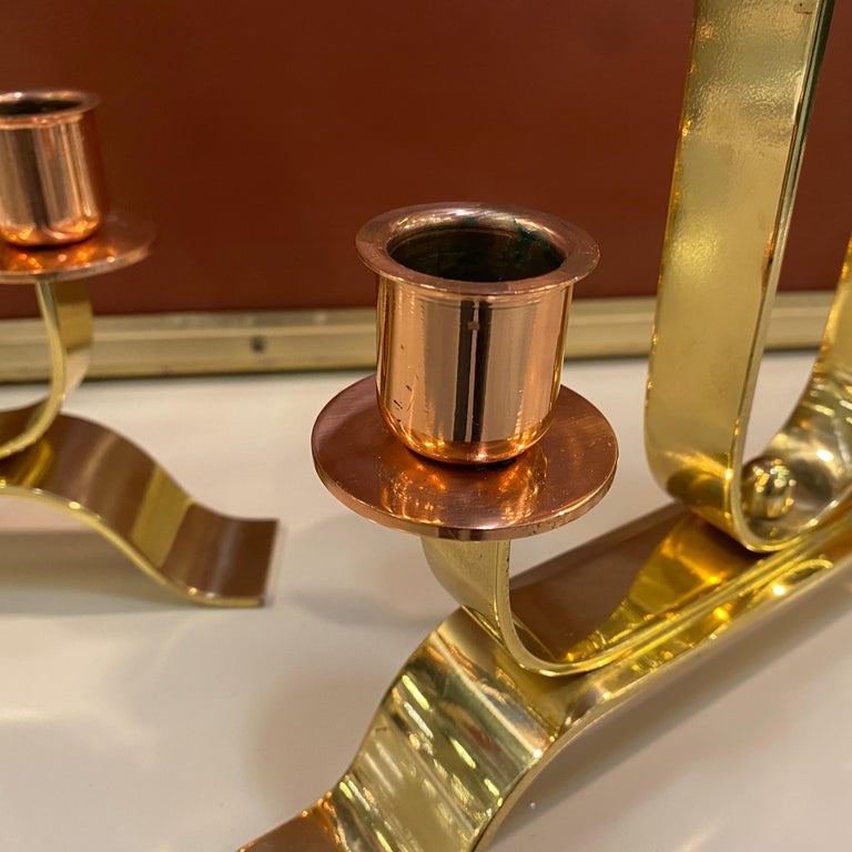 1930s Set of Two Art Deco Brass and Copper Italian Candelabras For Sale ...