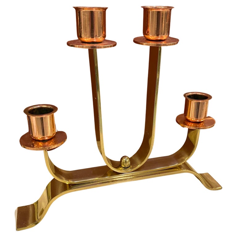 1930s Set of Two Art Deco Brass and Copper Italian Candelabras For Sale ...