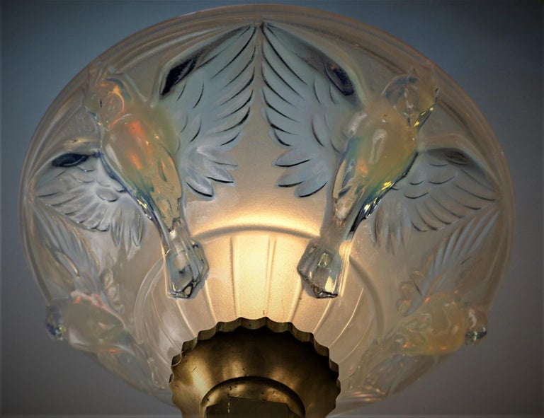 1930s Art Deco Bronze Chandelier with Design Glass by Boris Lacroix For ...