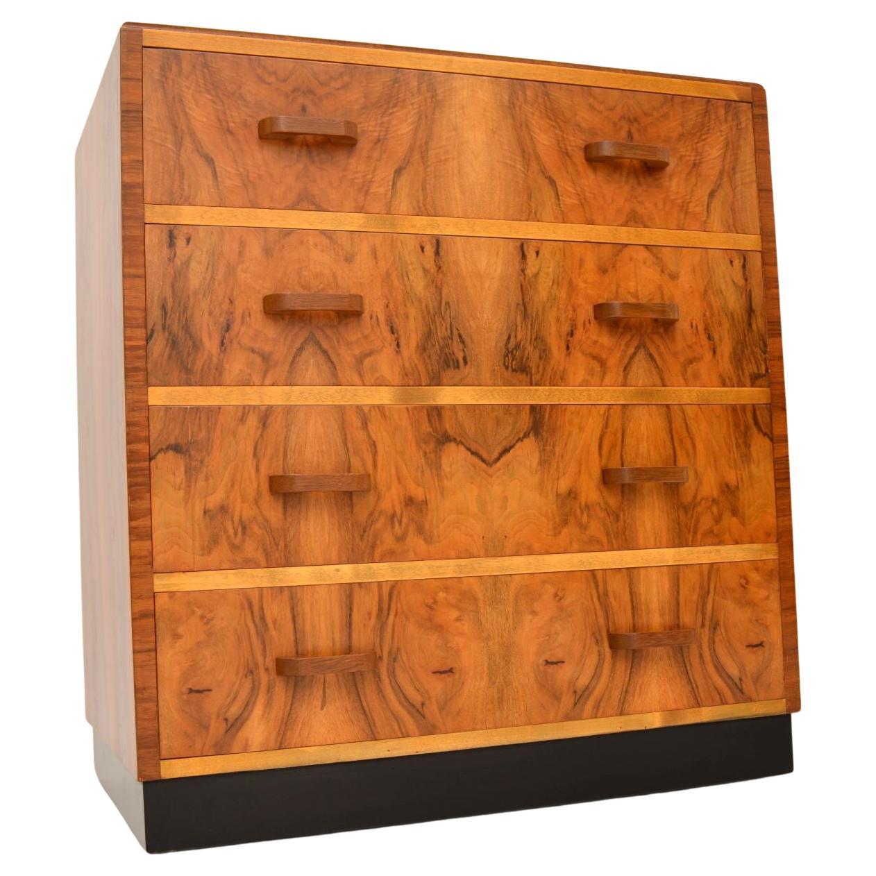 Art Deco Figured Walnut Chest of Five Drawers, English, C1930's at 1stDibs