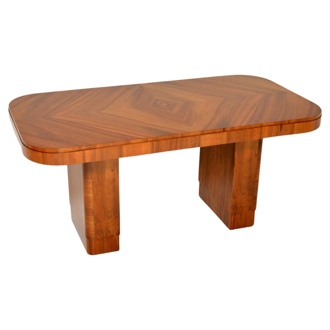 1930's Art Deco Figured Walnut Pedestal Dining Table at 1stDibs