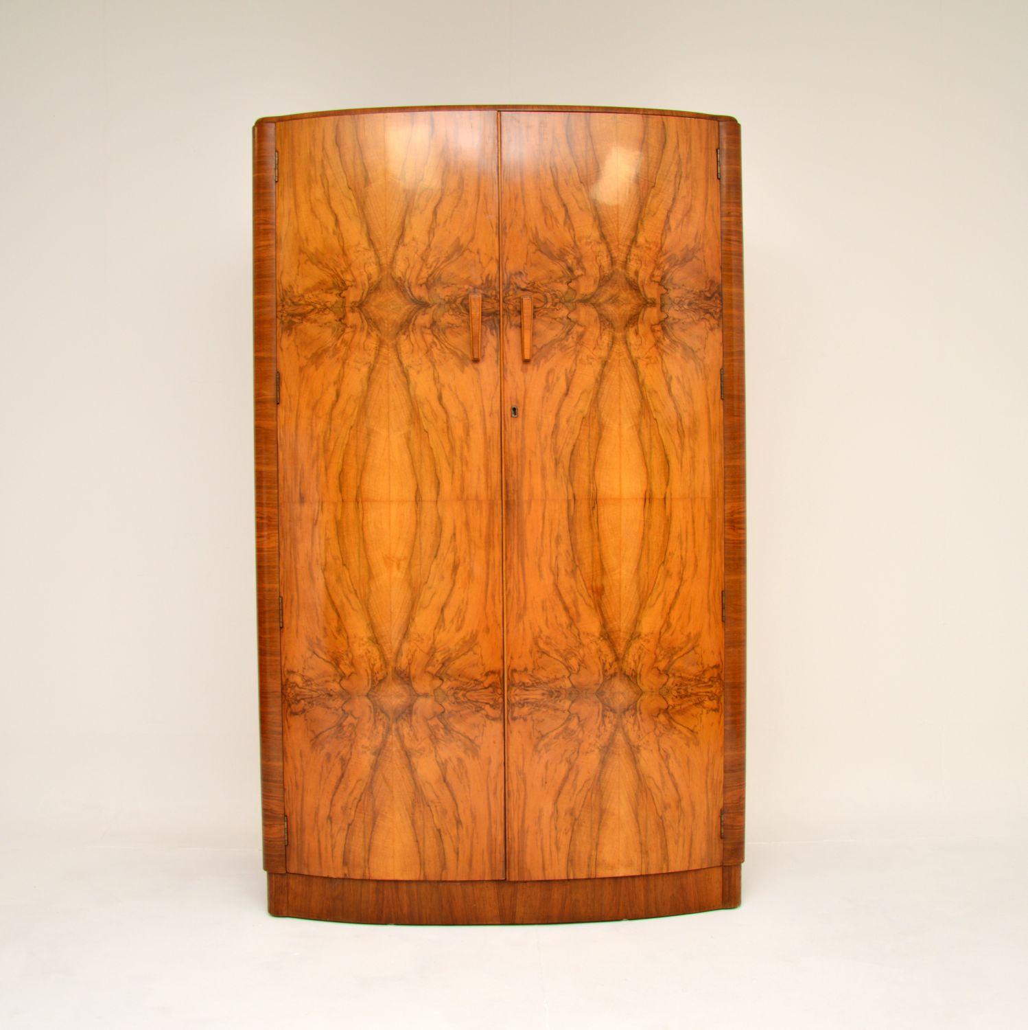 1930s Art Deco Figured Walnut Wardrobe at 1stDibs