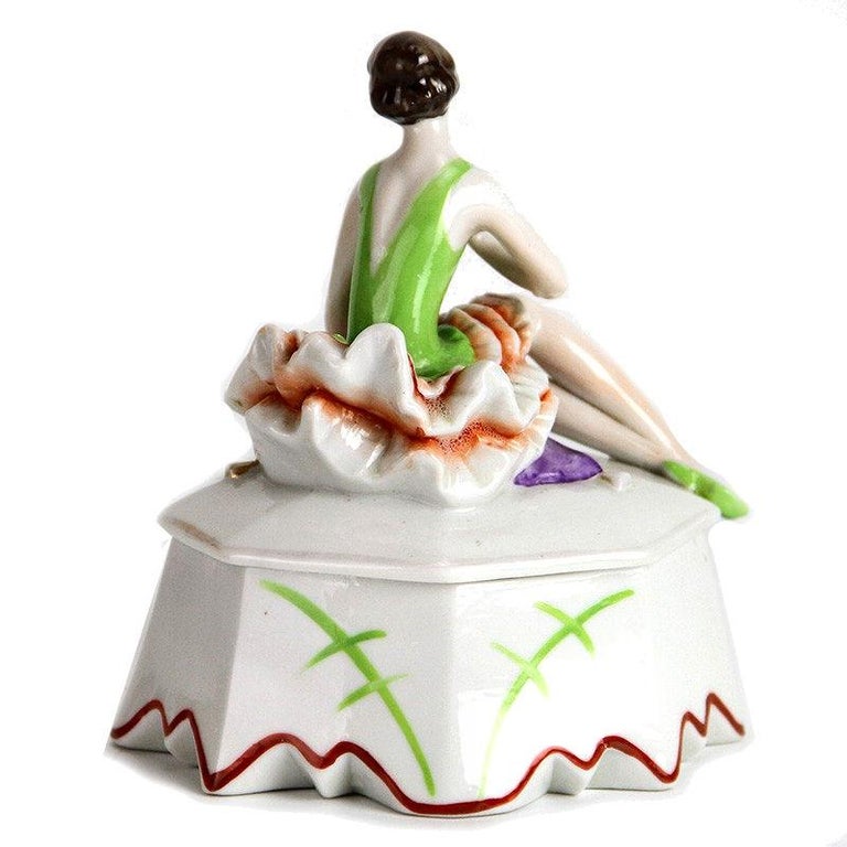 1930s Art Deco Half Doll Powder Bowl Box at 1stDibs