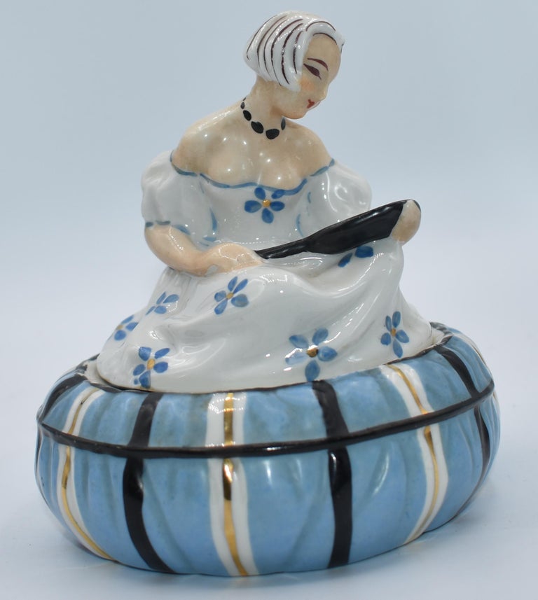 1930s Art Deco Half Doll Powder Bowl at 1stDibs