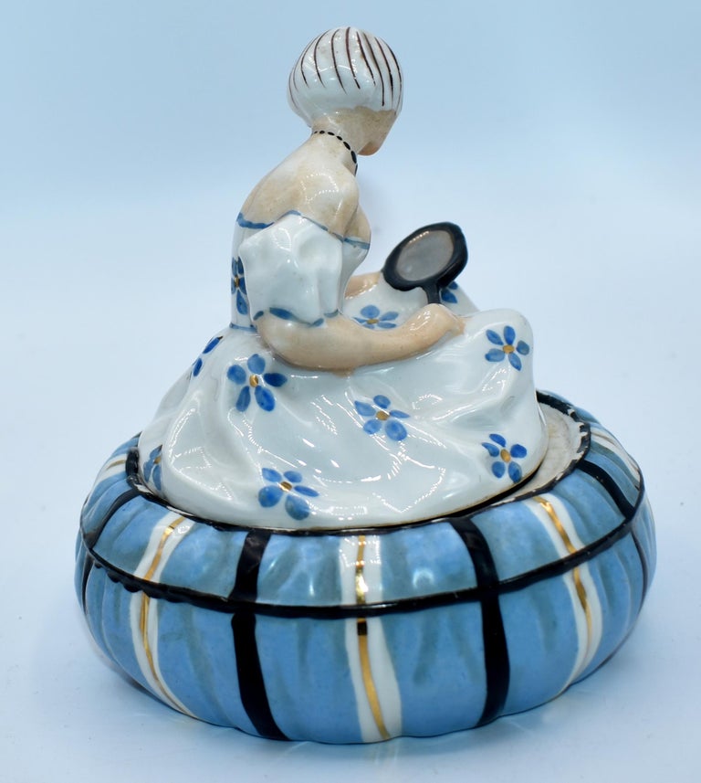 1930s Art Deco Half Doll Powder Bowl at 1stDibs