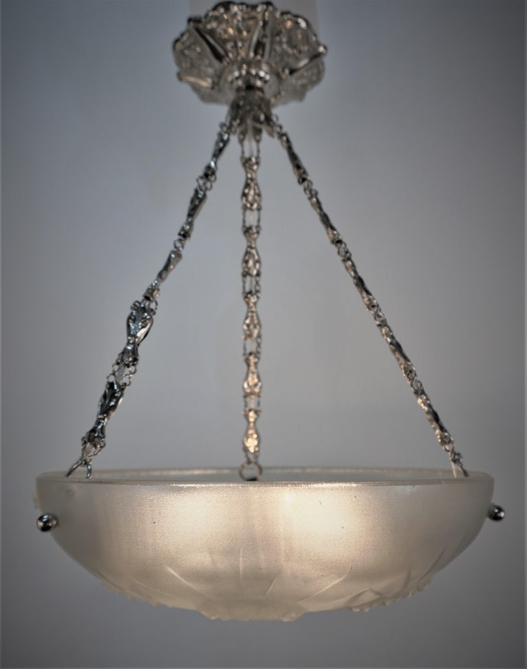 1930s Art Deco Hanging Light Fixture by Jean Noverdy For Sale at 1stDibs