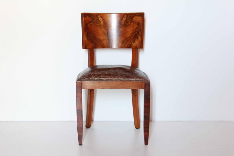 1930s Art Deco Leather and Wood Dining Chairs, Set of Six at 1stDibs ...