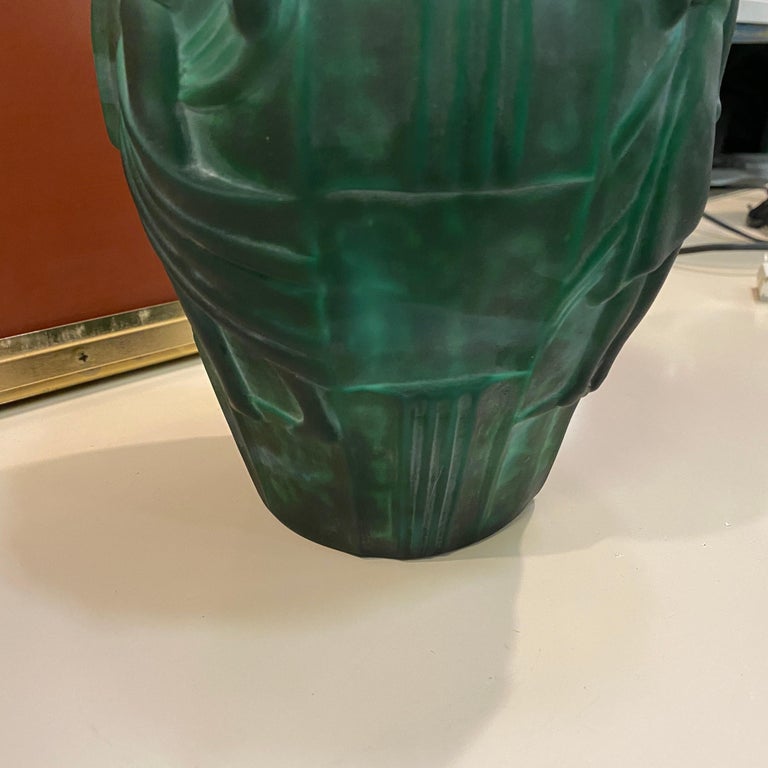 1930s Art Deco Malachite Effect Glass Paste French Vase For Sale at 1stDibs