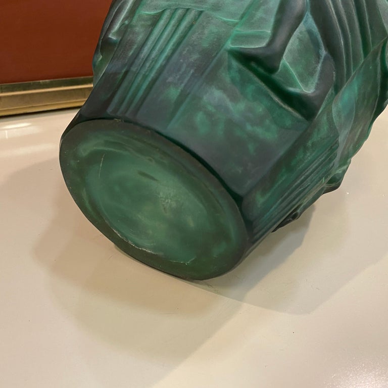 1930s Art Deco Malachite Effect Glass Paste French Vase For Sale at 1stDibs