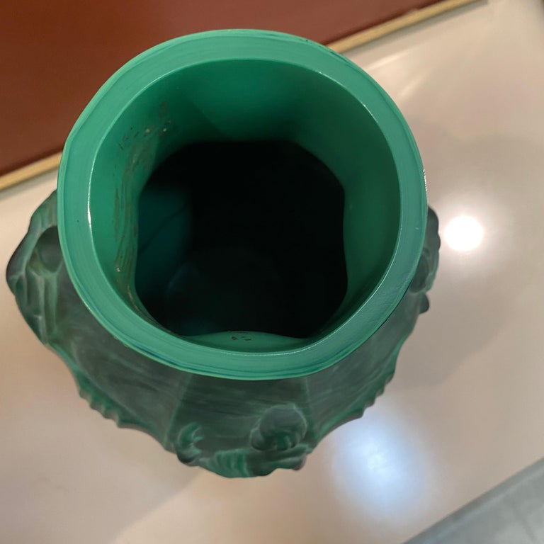 1930s Art Deco Malachite Effect Glass Paste French Vase For Sale at 1stDibs