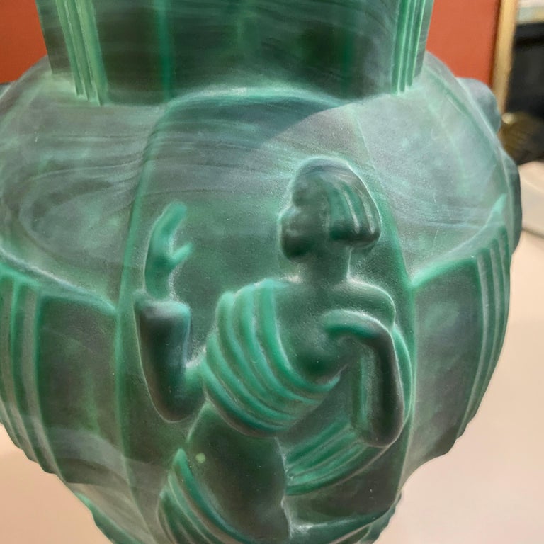 1930s Art Deco Malachite Effect Glass Paste French Vase For Sale at 1stDibs