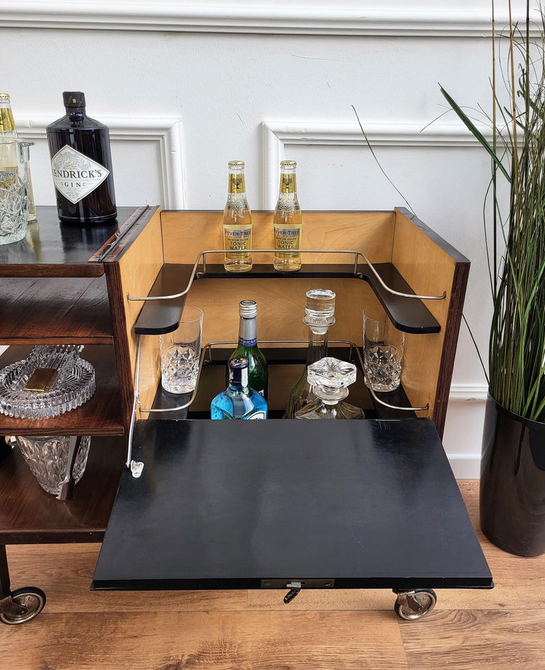 1930s Art Deco Mid-Century Italian Wood and Brass Dry Bar Cabinet ...