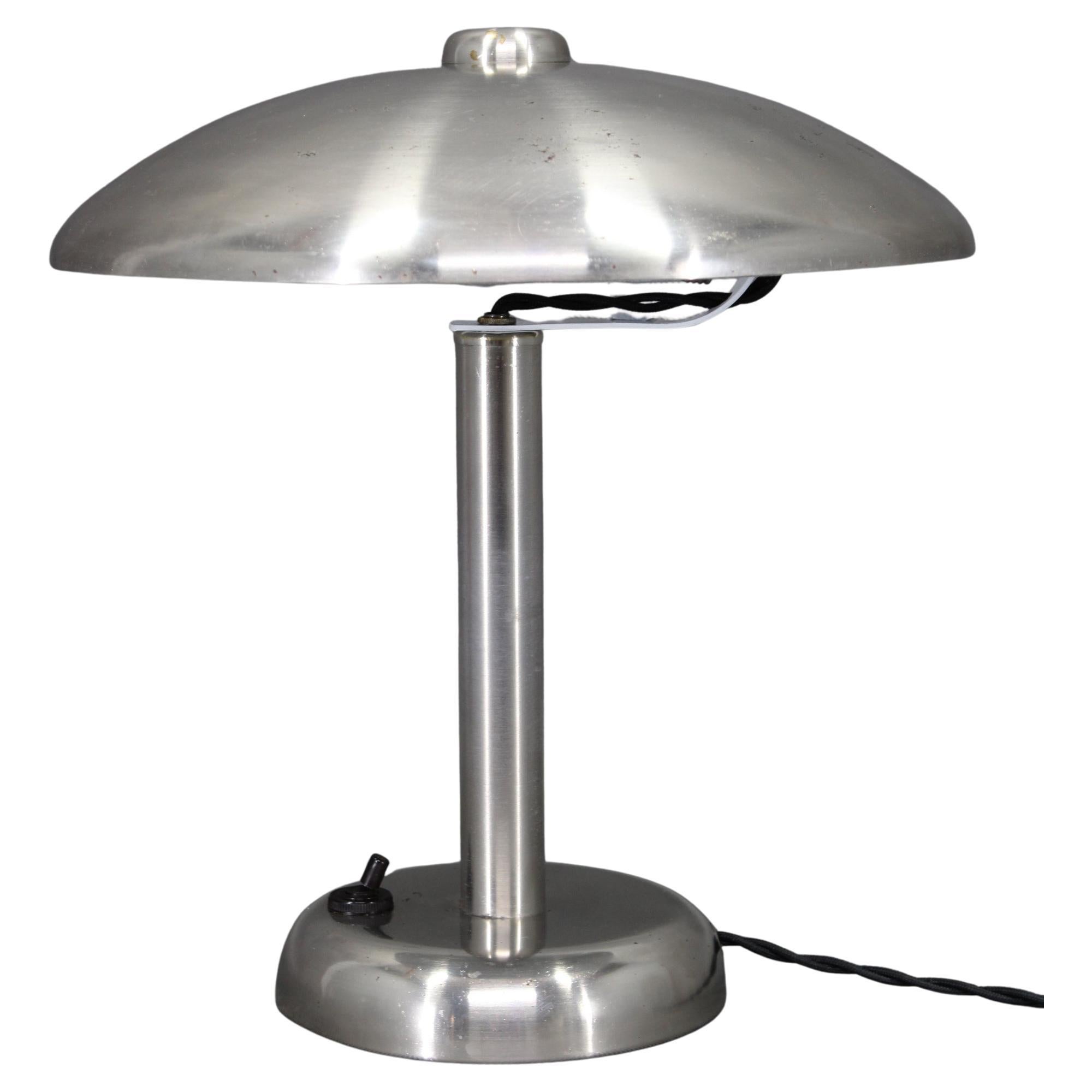 "Vintage Nickle Plated Adjustable Table Lamp, Helmet Shade, circa 1970s ...