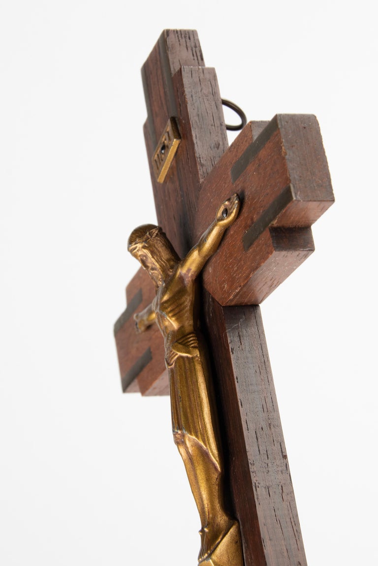1930's Art Deco Period Crucifix Jesus Christ on Wooden Cross For Sale ...