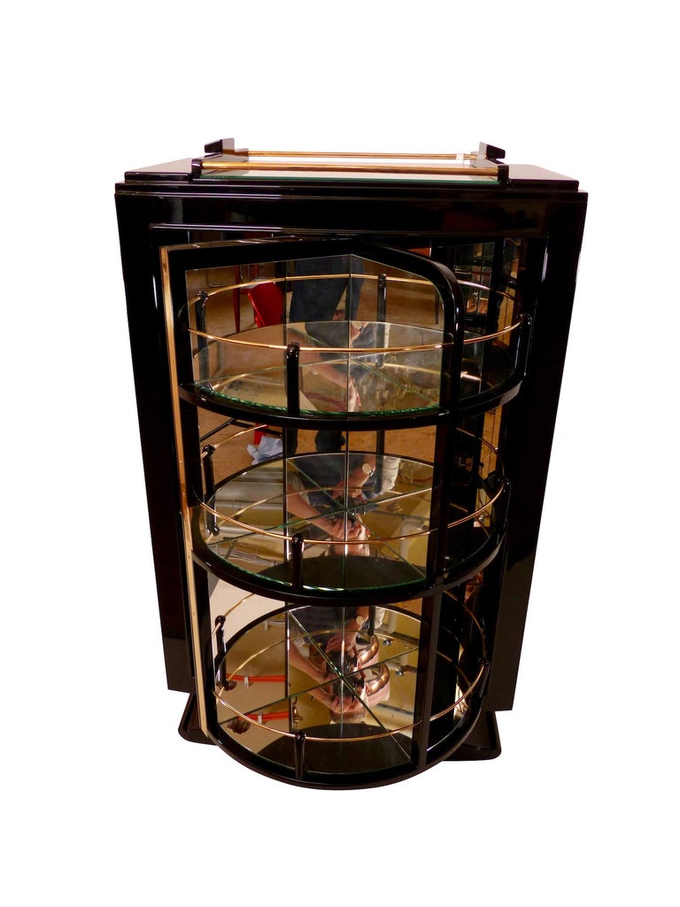 1930s Art Deco Rolex Bar Furniture in Black Lacquer with Tray and ...