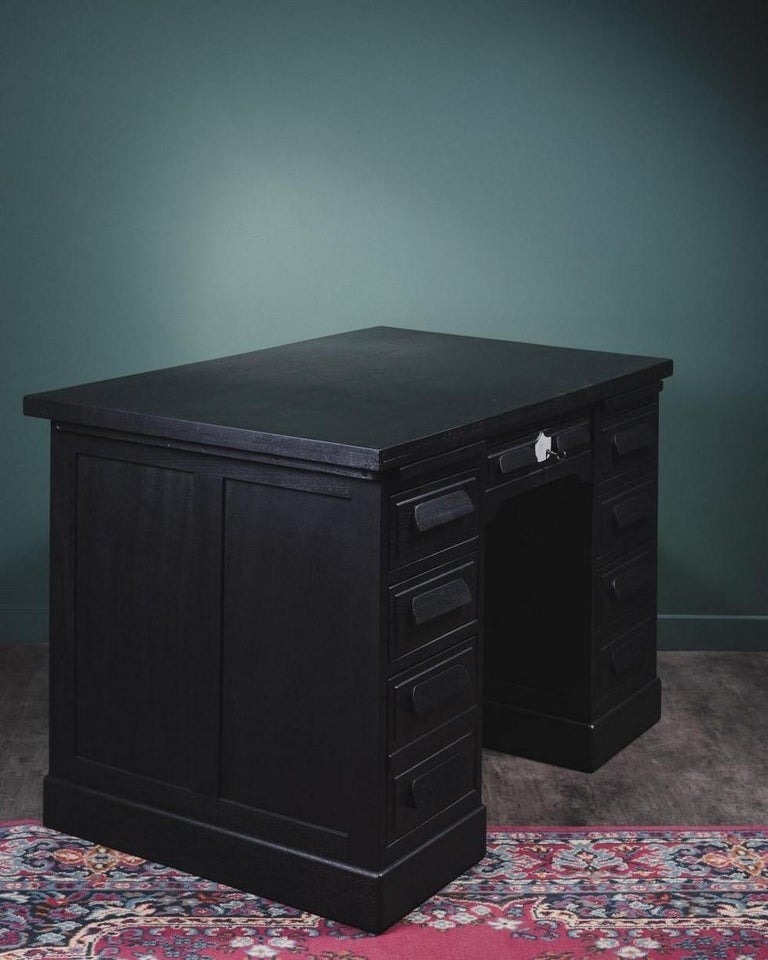 1930s Art Deco Style Black Oak Wooden Desk at 1stDibs | black wooden ...