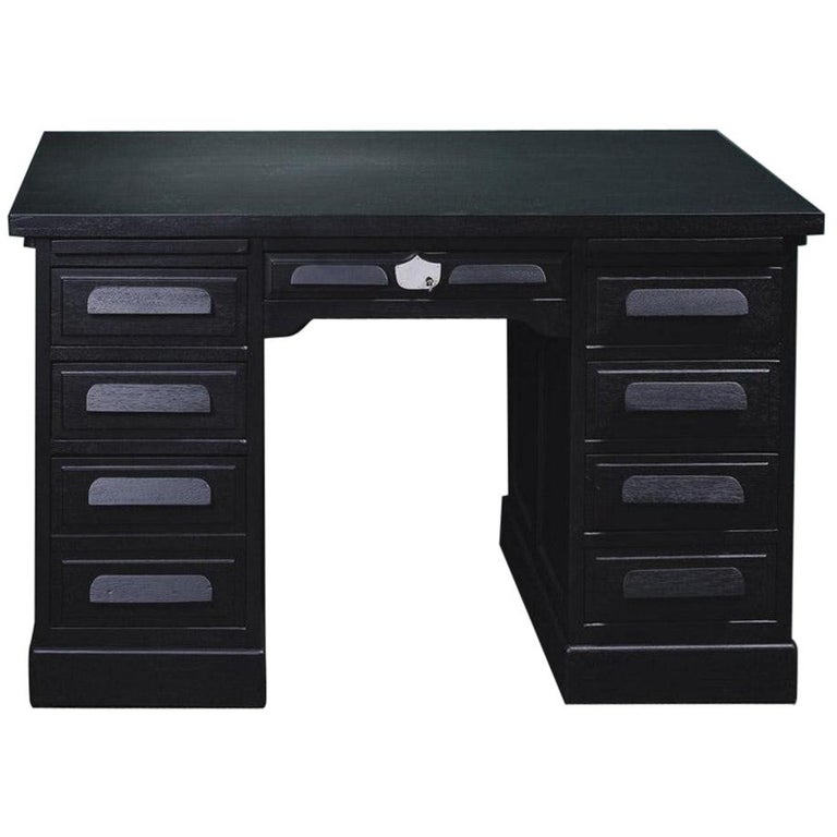 1930s Art Deco Style Black Oak Wooden Desk at 1stDibs | black wooden ...