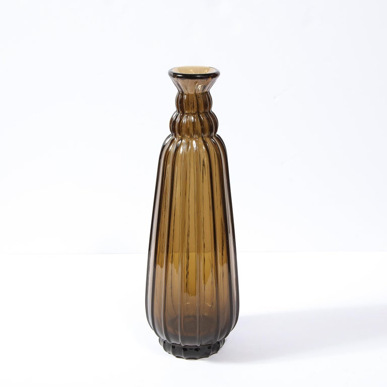 1930s Art Deco Topaz Coloured Hand Blown Tall Vase, Signed by Daum ...