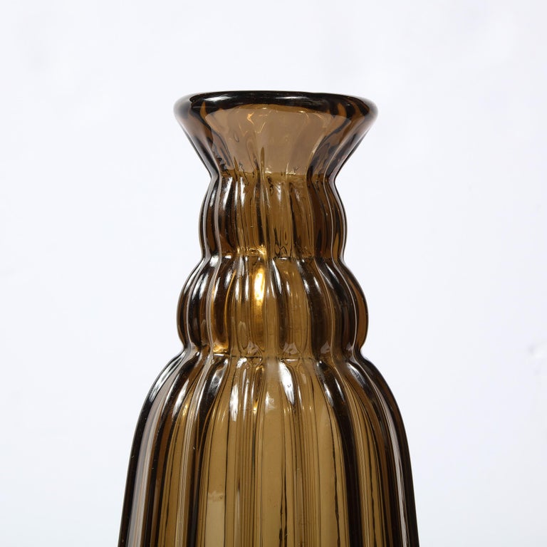 1930s Art Deco Topaz Coloured Hand Blown Tall Vase, Signed by Daum ...