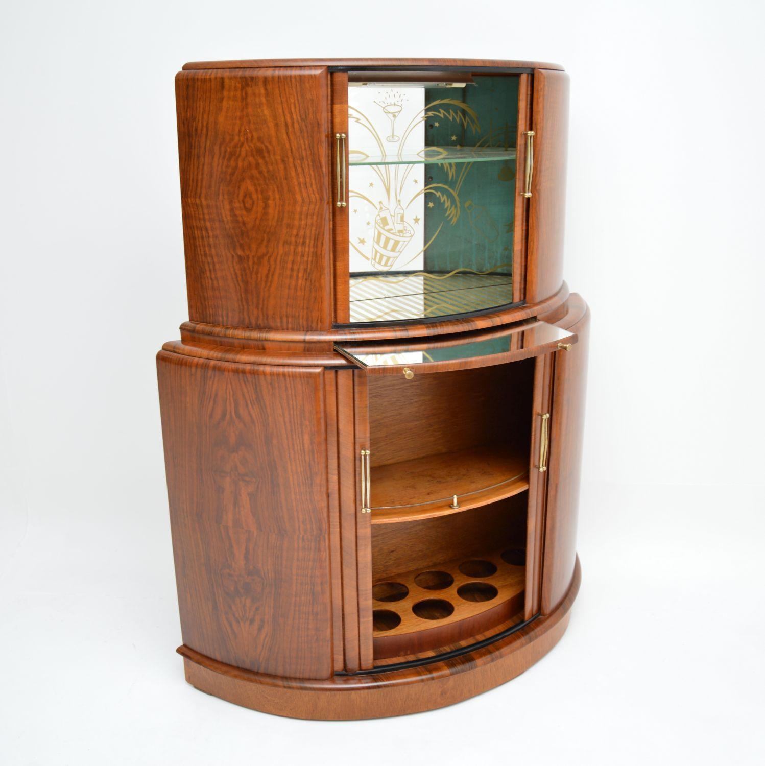 1930's Art Deco Walnut Cocktail Drinks Cabinet For Sale at 1stDibs