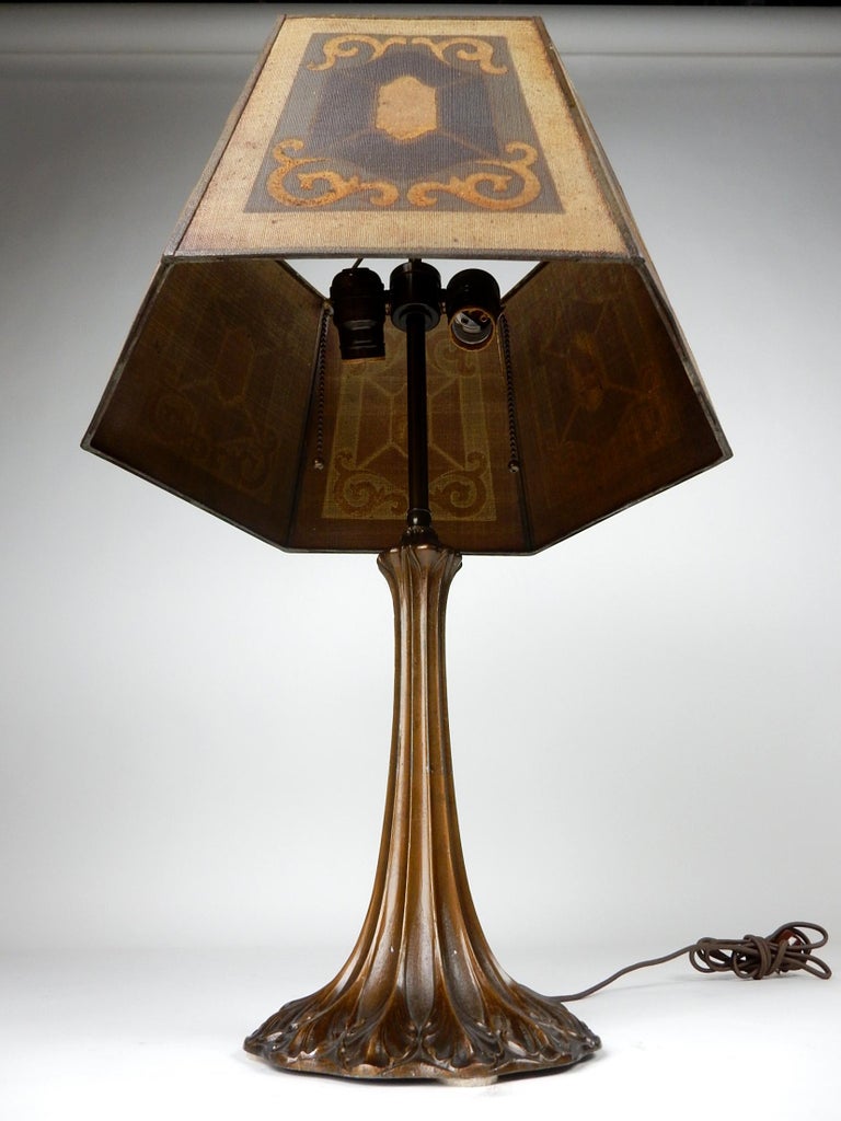 1930s Arts and Crafts Era Table Lamp with Painted Steel Mesh Shade at ...