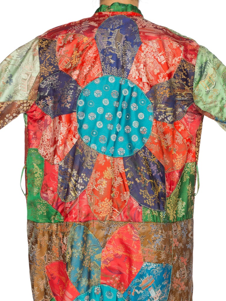 MORPHEW COLLECTION Silk Brocade Antique Fabric Patchwork Duster Coat ...