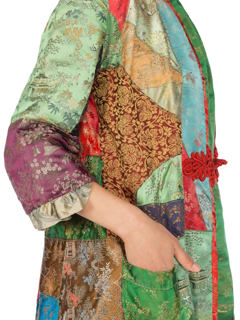 MORPHEW COLLECTION Silk Brocade Antique Fabric Patchwork Duster Coat ...