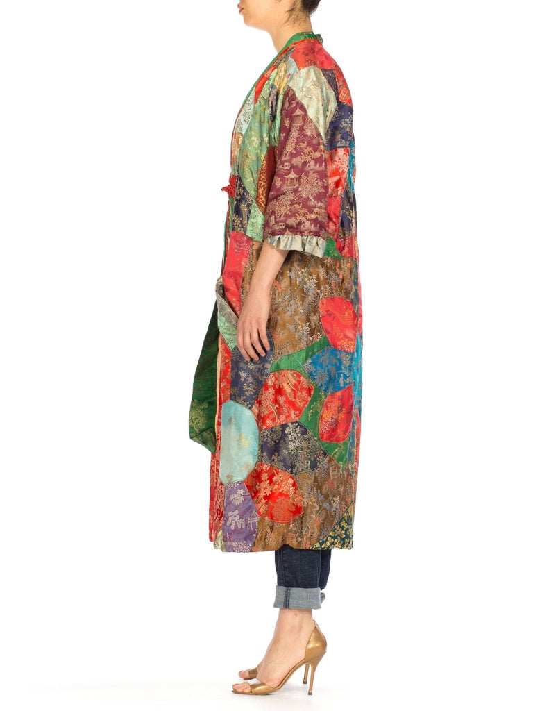 MORPHEW COLLECTION Silk Brocade Antique Fabric Patchwork Duster Coat ...