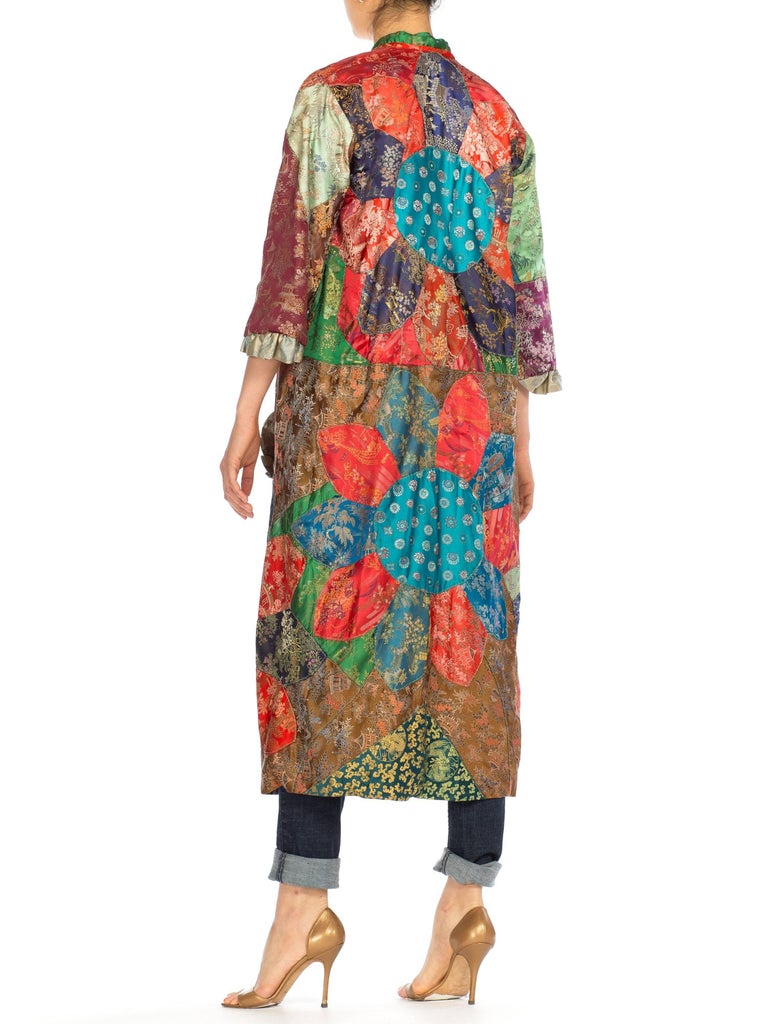 MORPHEW COLLECTION Silk Brocade Antique Fabric Patchwork Duster Coat ...
