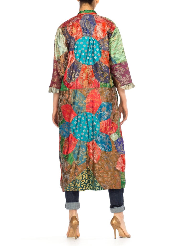 MORPHEW COLLECTION Silk Brocade Antique Fabric Patchwork Duster Coat ...