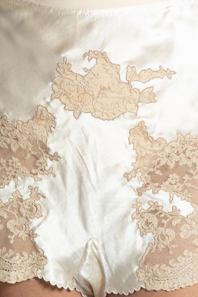 1930S Beige Bias Cut Silk Charmeuse Tap Short Knickers With Exceptional ...