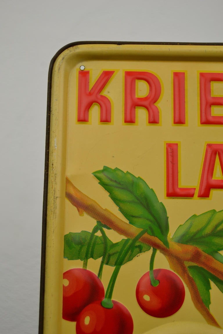 1930s Belgian Beer Sign for Cherry Beer Lambic, Art Deco Tin Sign at ...