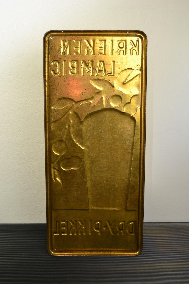 1930s Belgian Beer Sign for Cherry Beer Lambic, Art Deco Tin Sign at ...