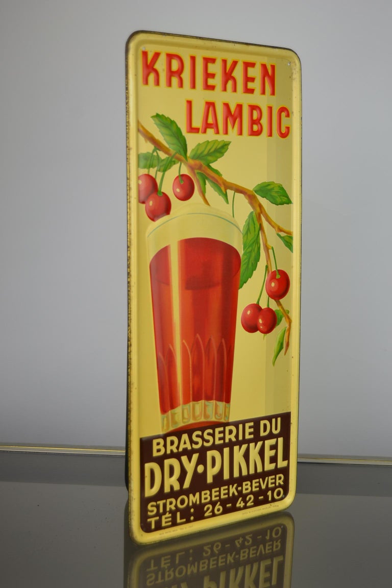 1930s Belgian Beer Sign for Cherry Beer Lambic at 1stDibs