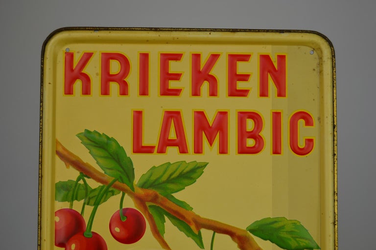 1930s Belgian Beer Sign for Cherry Beer Lambic at 1stDibs
