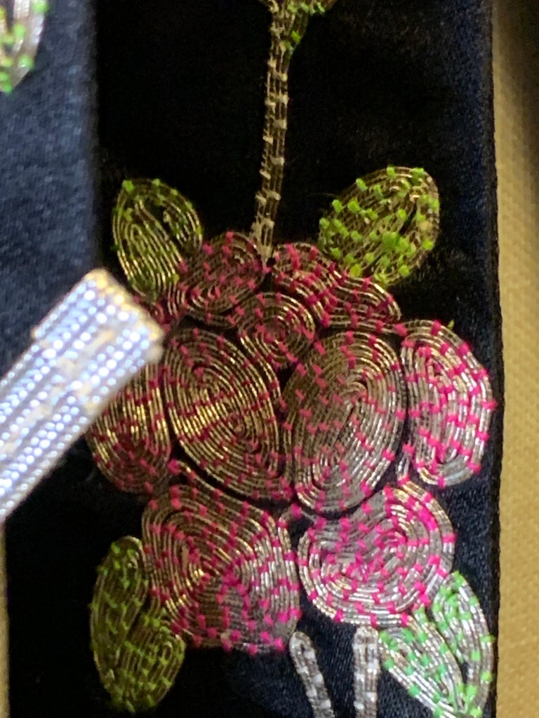 1930s Black Chinese Silk Jacket w Metallic Foil Embroidered Phoenix ...