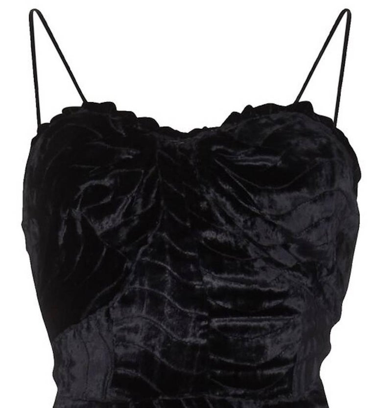 1930s Black Silk Devore Velvet Dress With Spaghetti Straps at 1stDibs