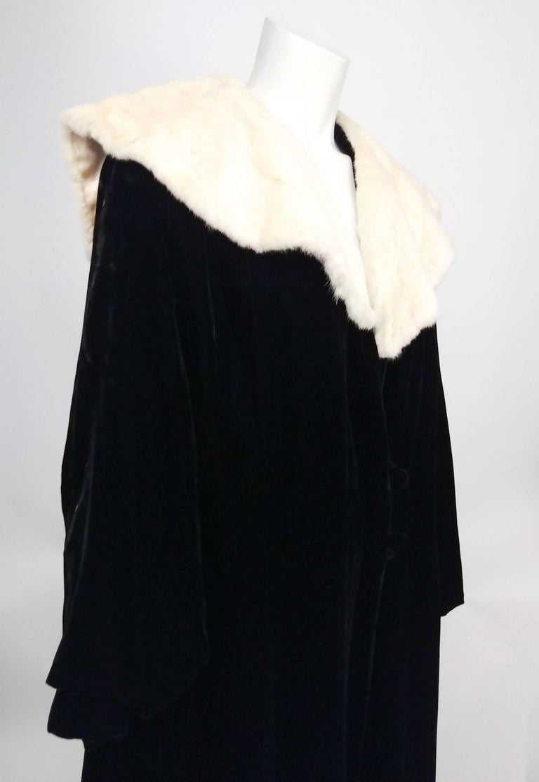 Black Velvet Opera Coat with Ermine Collar, 1930s at 1stDibs
