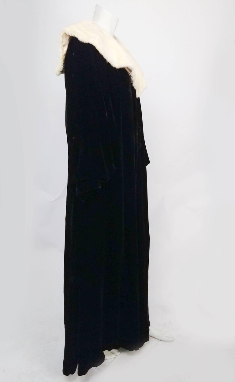 Black Velvet Opera Coat with Ermine Collar, 1930s at 1stDibs