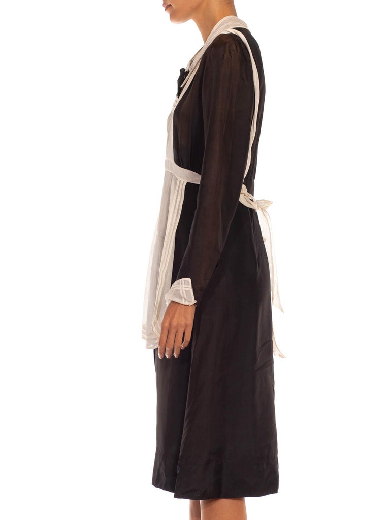 1930S Black and White Acetate French Maid Dress With Art Deco Trim For ...