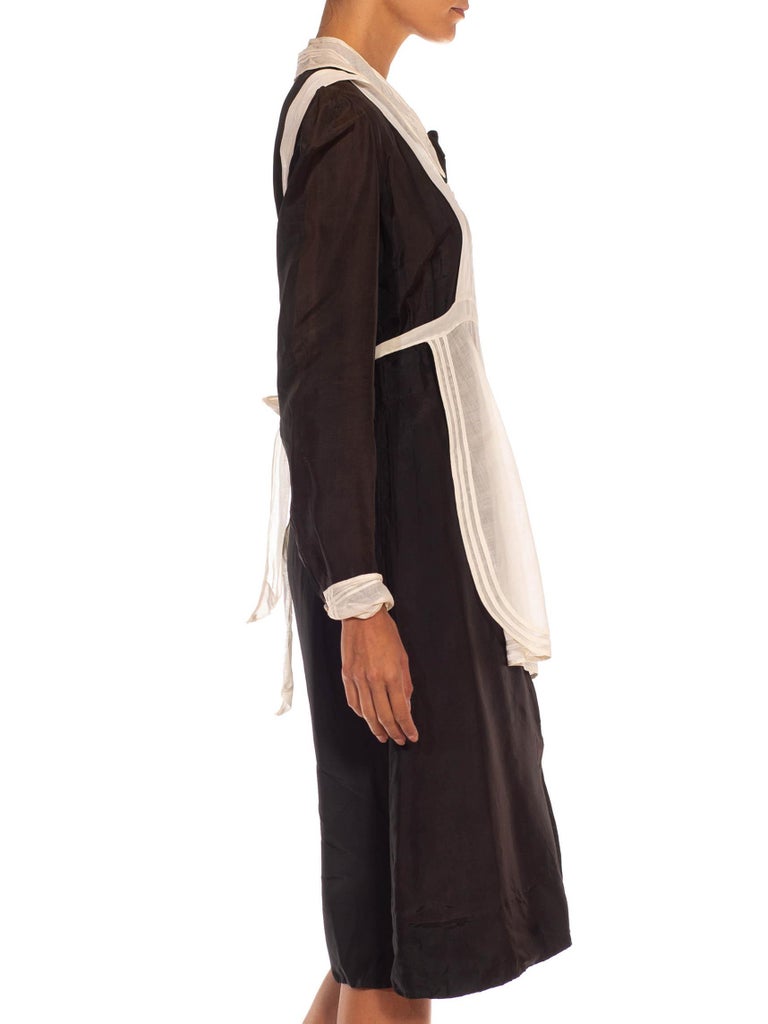1930S Black and White Acetate French Maid Dress With Art Deco Trim For ...