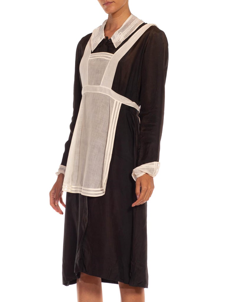 1930S Black and White Acetate French Maid Dress With Art Deco Trim For ...