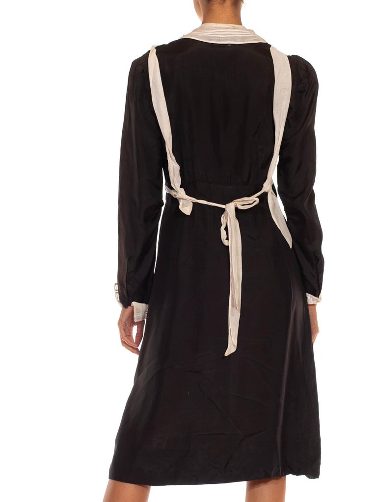 1930S Black and White Acetate French Maid Dress With Art Deco Trim For ...