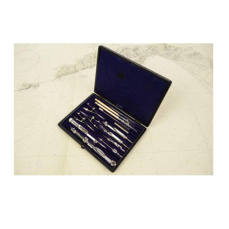1930s Box of Compasses Drawing Instrument Wooden Box Covered with ...