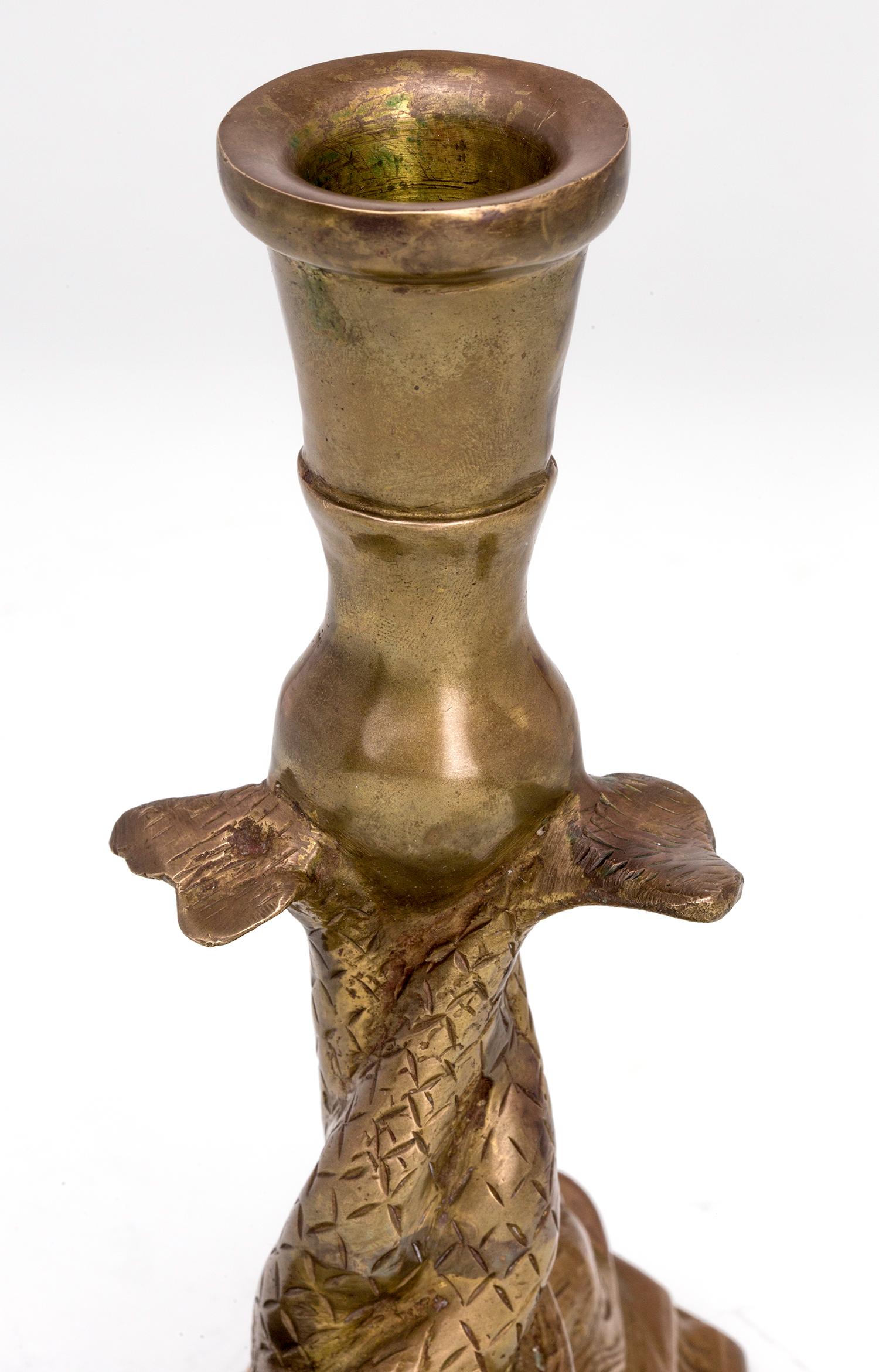 1930s Bronze Dolphin Candlesticks, Pair at 1stDibs