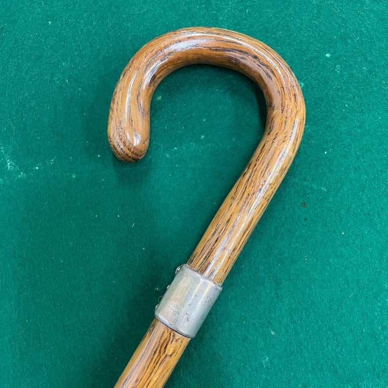 1930s C and S Sterling Silver and Wood Crook Cane Walking Stick London ...