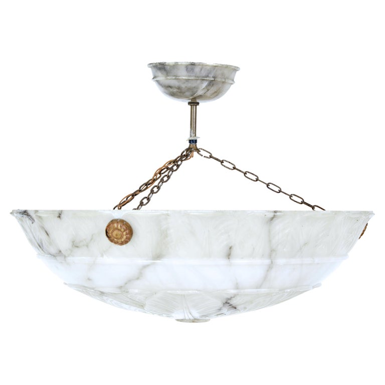 1930’s Carved Alabaster Ceiling Light at 1stDibs